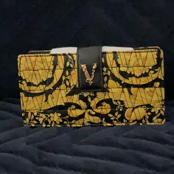Versace | Bags | Versace Black And Gold Wallet Bag | Poshmark